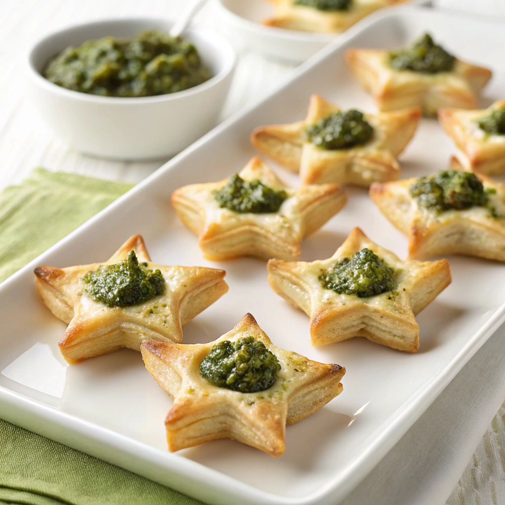 Stellar Bites: Mini Puff Pastry Stars with Pesto Filling - Boast Recipes