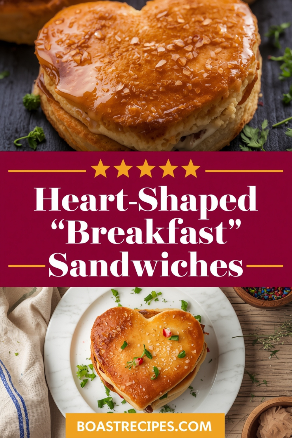 Heart-Shaped Breakfast Biscuit Sandwiches - Boast Recipes
