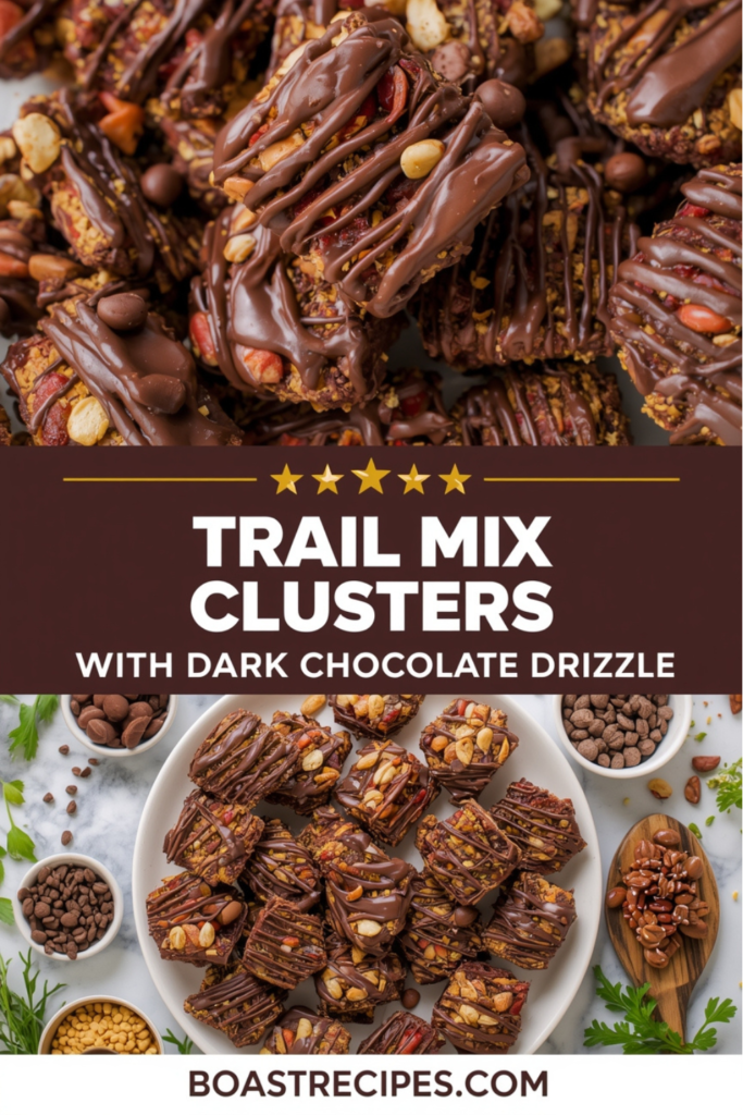 Trail Mix Clusters with Dark Chocolate Drizzle - Boast Recipes