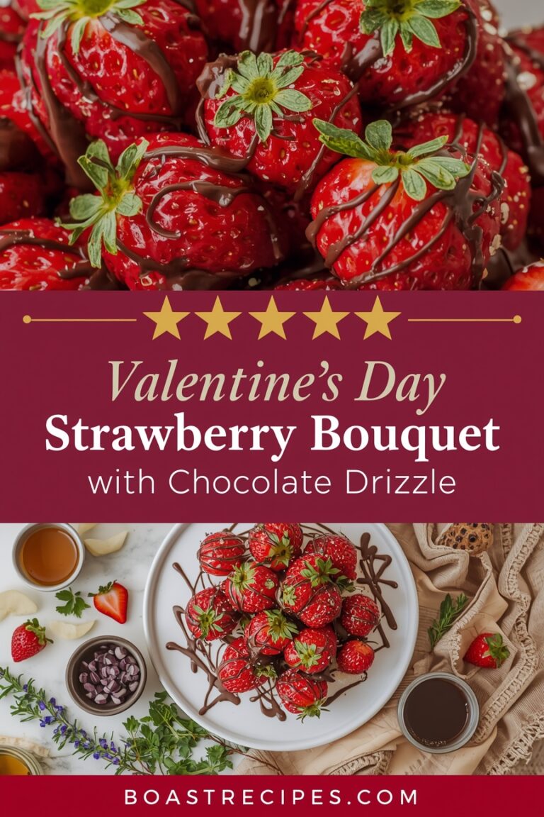 Valentine’s Day Strawberry Bouquet with Chocolate Drizzle - Boast Recipes